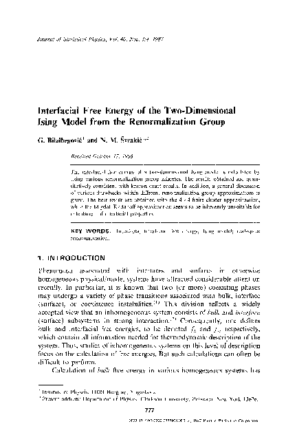 (PDF) Interfacial free energy of the two-dimensional Ising model from ...