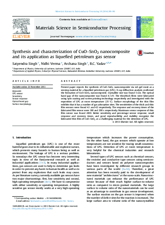 (PDF) Synthesis and characterization of CuO–SnO2 nanocomposite and its ...