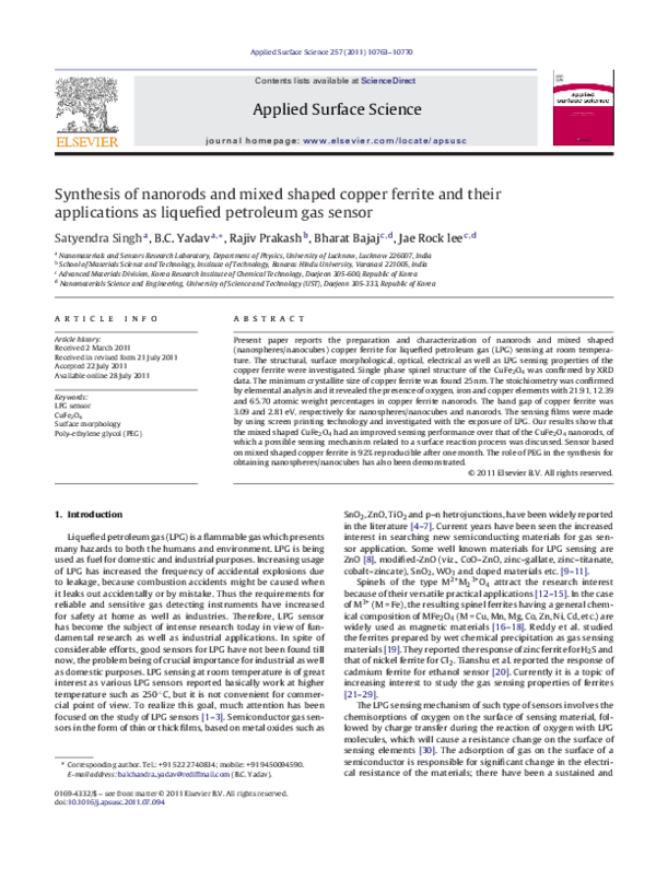 (PDF) Synthesis of nanorods and mixed shaped copper ferrite and their ...