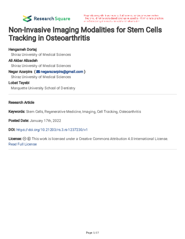 (PDF) Non-Invasive Imaging Modalities for Stem Cells Tracking in ...