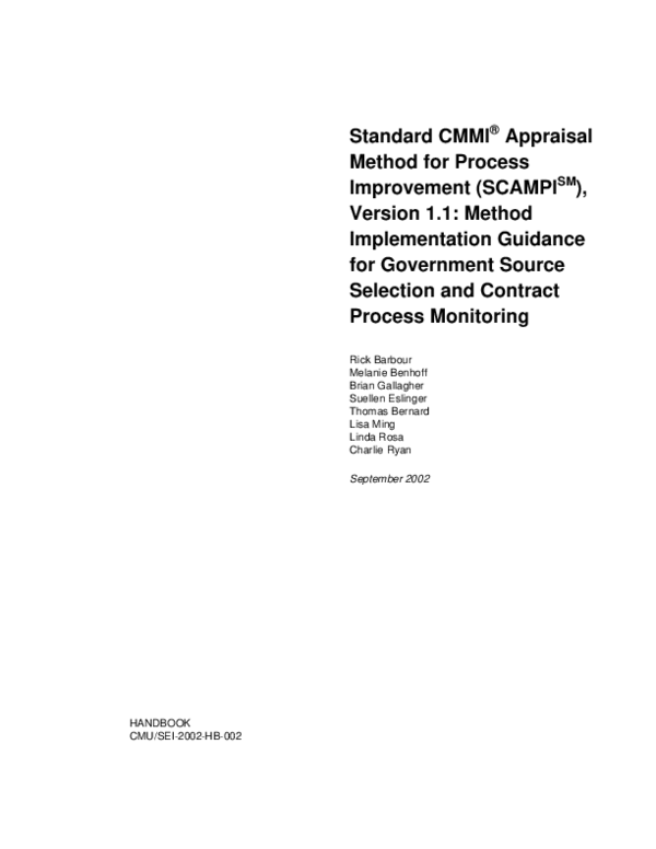 (PDF) Standard CMMI Appraisal Method for Process Improvement (SCAMPI ...
