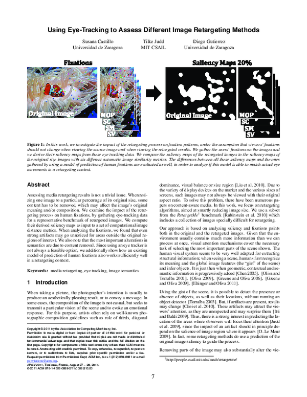 (PDF) Using eye-tracking to assess different image retargeting methods | Susana Castillo ...