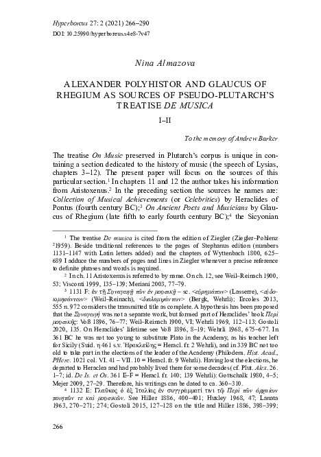 (PDF) Alexander Polyhistor and Glaucus of Rhegium as Sources of Pseudo ...