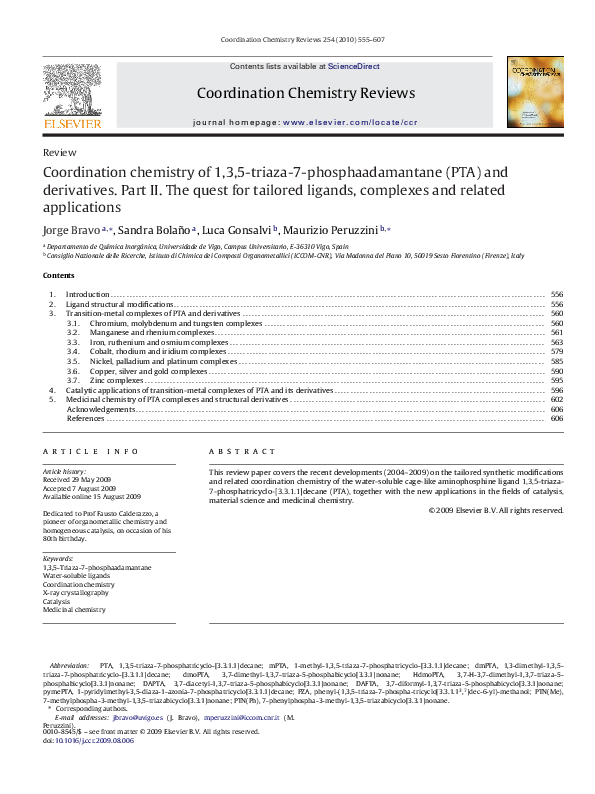 (PDF) Coordination chemistry of 1,3,5-triaza-7-phosphaadamantane (PTA ...