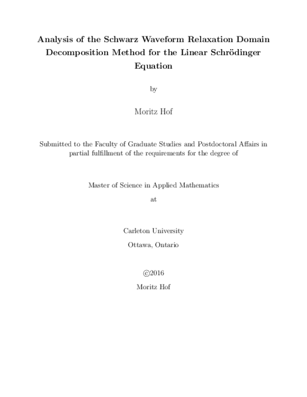 (PDF) Analysis of the Schwarz Waveform Relaxation Domain Decomposition ...