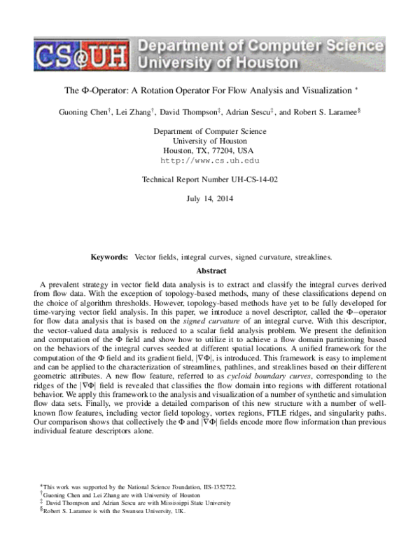 Pdf The Φ Operator A Rotation Operator For Flow Analysis And Visualization Adrian Sescu