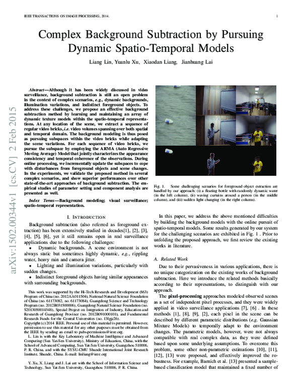 (PDF) Complex background subtraction by pursuing dynamic spatio ...