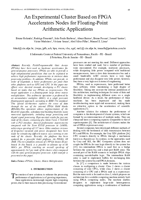 Pdf An Experimental Cluster Based On Fpga Accelerators Nodes For Floating Point Arithmetic