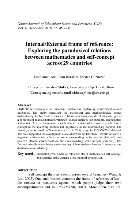 (PDF) Internal/external frame of reference: exploring the paradoxical ...