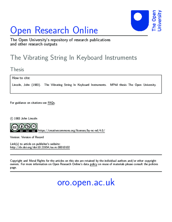 (PDF) The vibrating string in keyboard instruments