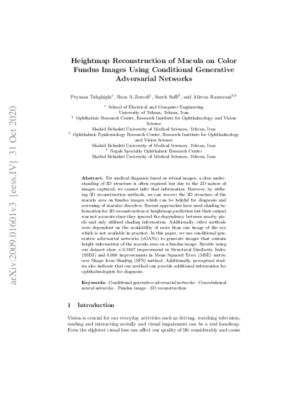 (PDF) 3D Heightmap from Fundus Images Using cGANs
