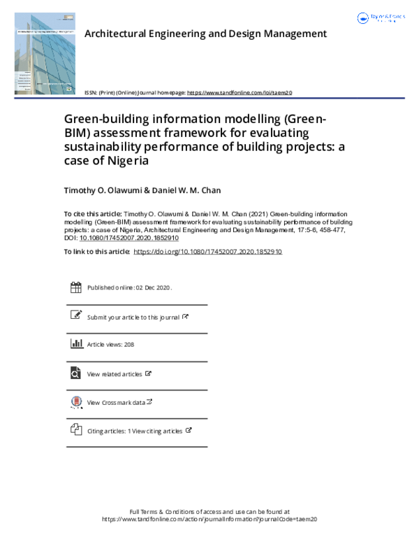 (PDF) Green-building information modelling (Green-BIM) assessment ...