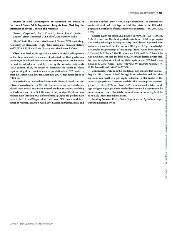 (PDF) Impact of Beef Consumption on Saturated Fat Intake in the United ...