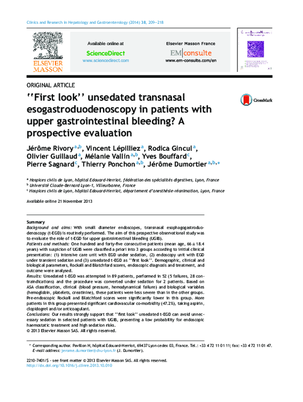 (PDF) “First look” unsedated transnasal esogastroduodenoscopy in ...