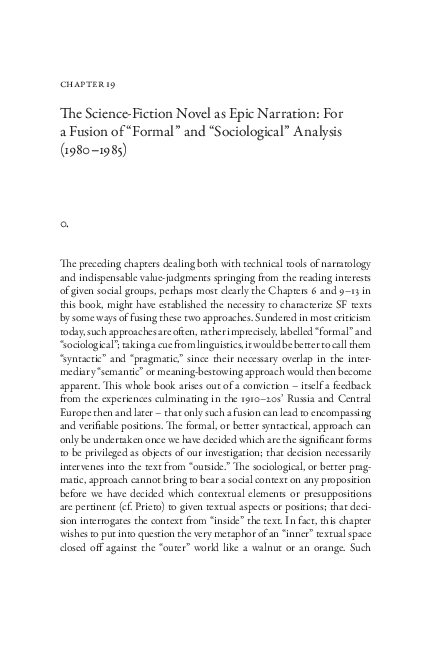 (PDF) THE SCIENCE-FICTION NOVEL AS EPIC NARRATION: FOR A FUSION OF ...