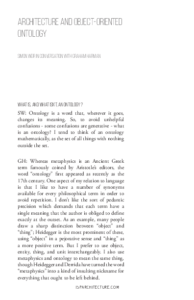 Pdf Architecture And Object Oriented Ontology