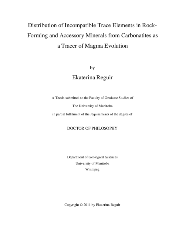 (PDF) Distribution of incompatible trace elements in rock-forming and ...