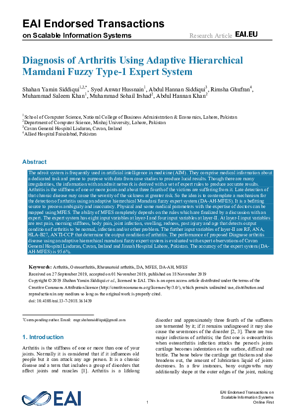 (PDF) Diagnosis of Arthritis Using Adaptive Hierarchical Mamdani Fuzzy ...