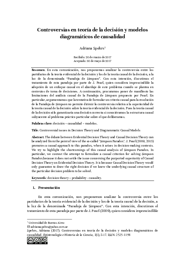 (PDF) Controversias en teoría de la decisión y modelos diagramáticos de ...