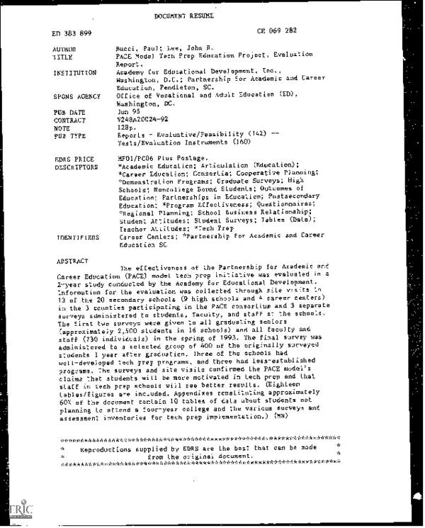 (PDF) PACE Model Tech Prep Education Project. Evaluation Report