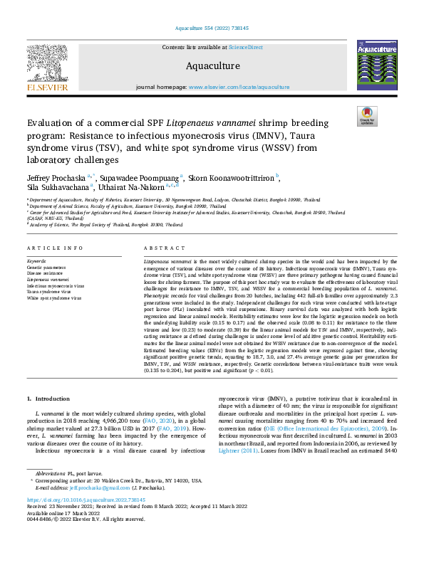 (PDF) Evaluation of a commercial SPF Litopenaeus vannamei shrimp ...