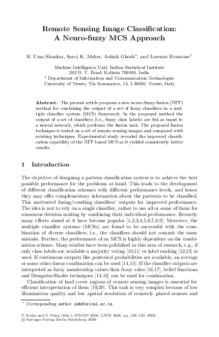 (PDF) Remote sensing image classification: a neuro-fuzzy MCS approach