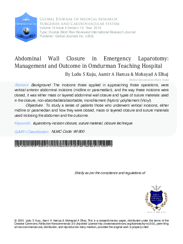 (PDF) Abdominal Wall Closure in Emergency Laparotomy: Management and ...