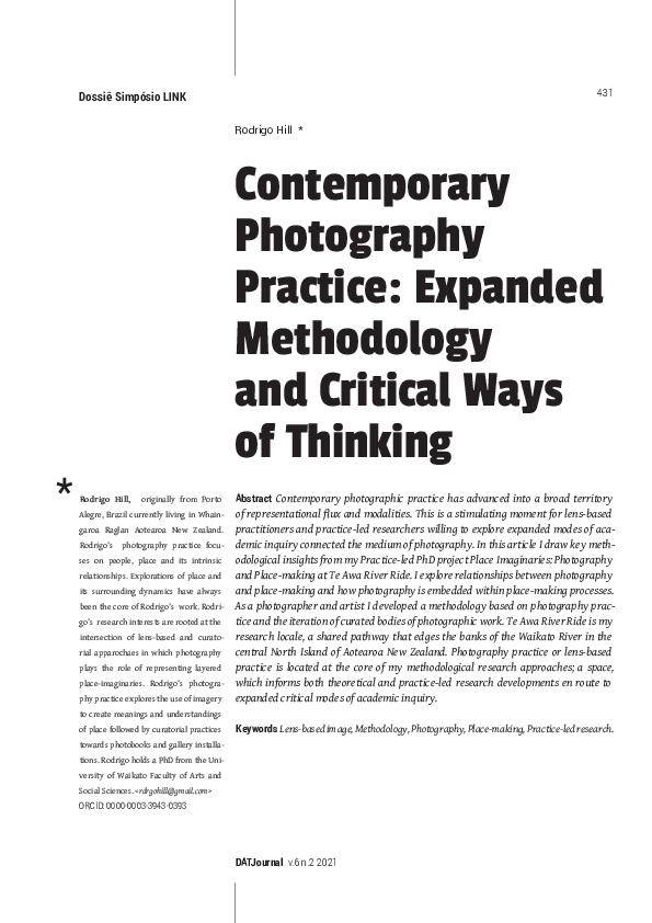 (PDF) Contemporary photography practice: expanded methodology and ...