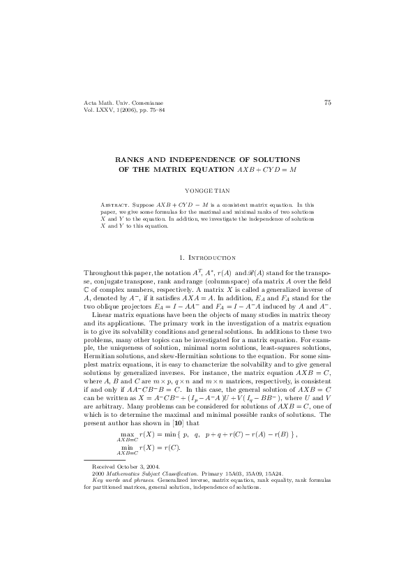 Ranks of Solutions of the Matrix Equation AXB = C