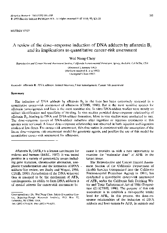 (PDF) A review of the dose-response induction of DNA adducts by ...