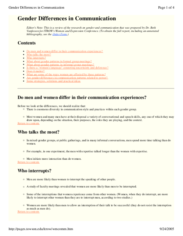 (PDF) Gender Differences in Communication