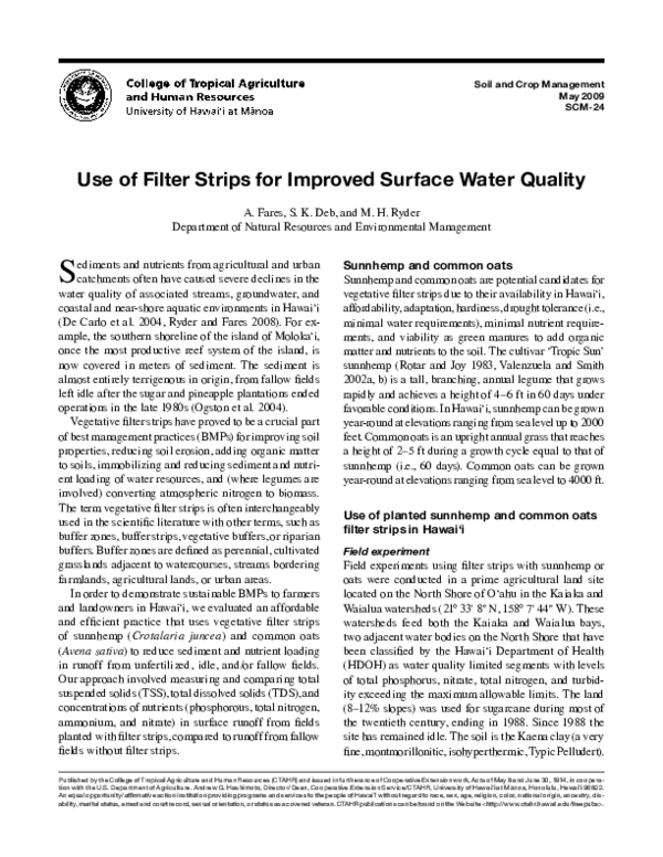 (PDF) Use of Filter Strips for Improved Surface Water Quality
