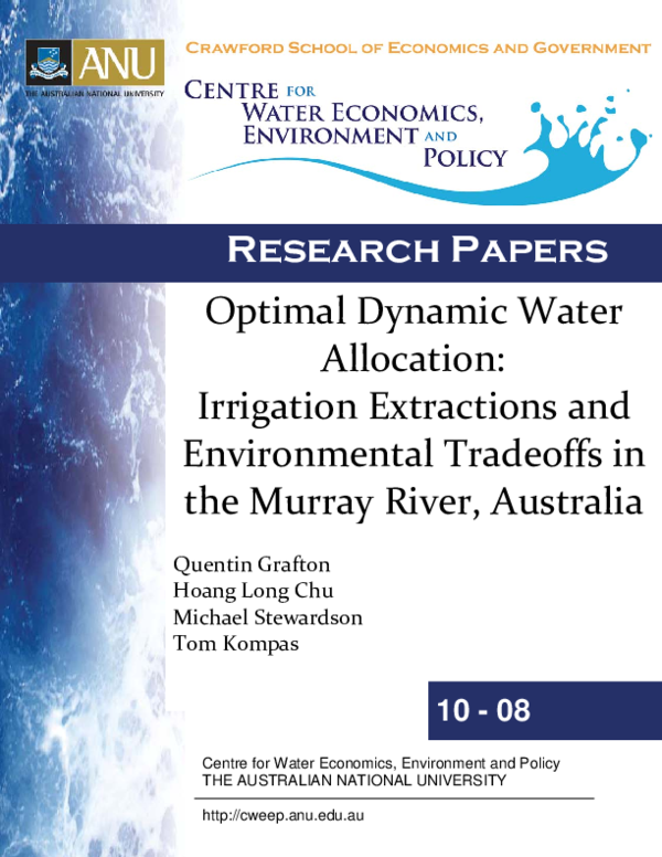 (PDF) Optimal Dynamic Water Allocation: Irrigation Extractions and ...