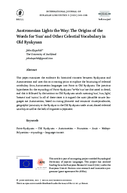 (PDF) Austronesian lights the way: The origins of the words for 'sun ...