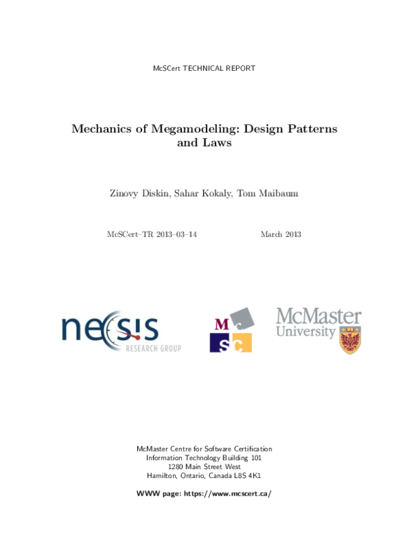(PDF) Mechanics of Megamodeling : Design Patterns and Laws
