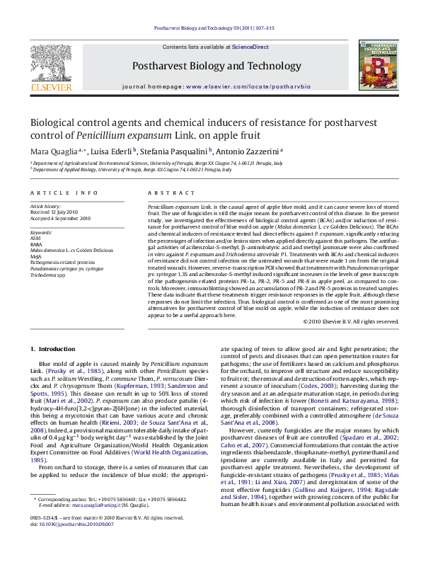 (PDF) Biological control agents and chemical inducers of resistance for postharvest control of ...