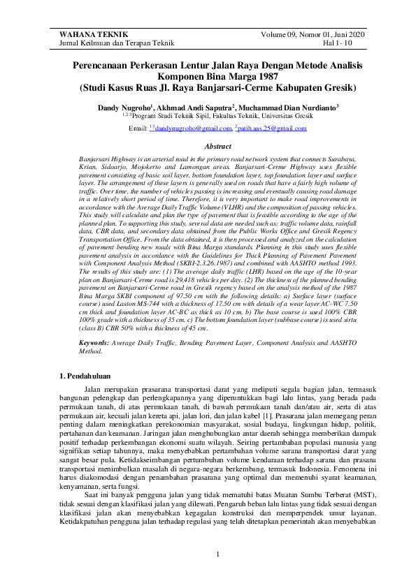 (PDF) Perencanaan Perkerasan Lentur Jalan Raya Dengan Metode Analisis ...