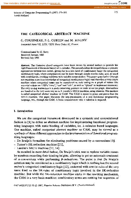 (PDF) The categorical abstract machine