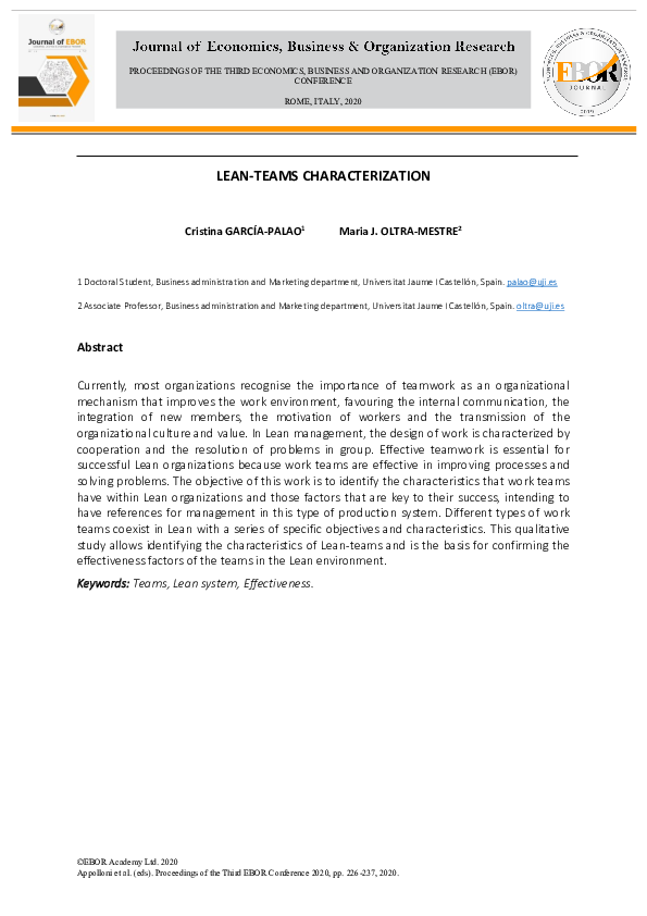 (PDF) Lean-Teams Characterization