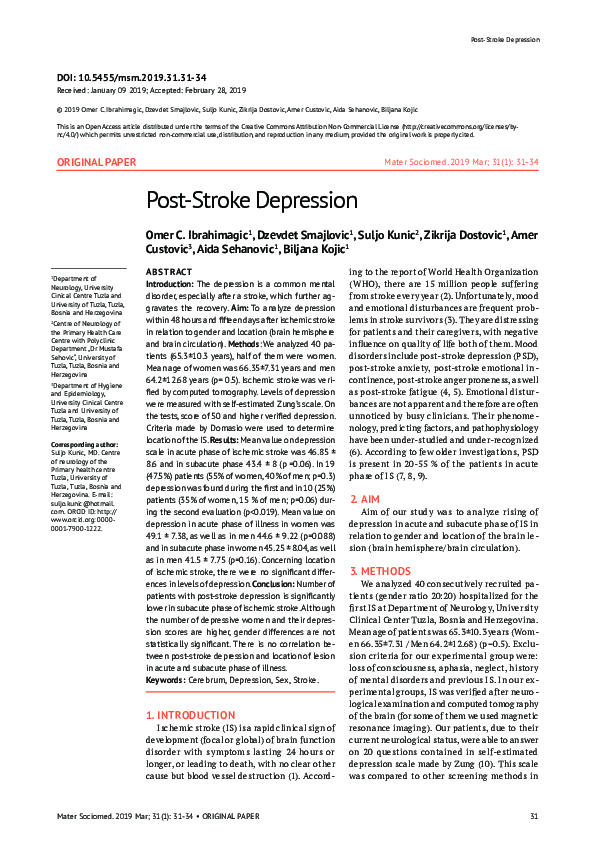 (PDF) Post-Stroke Depression