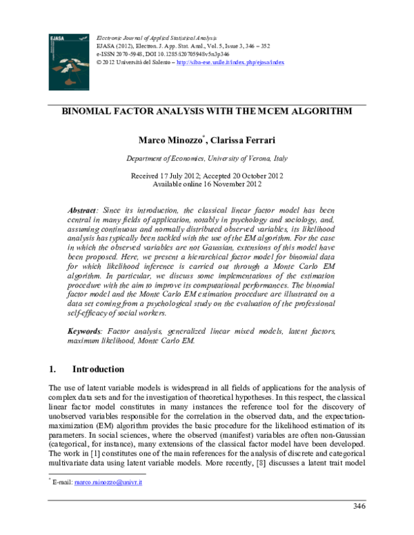 (PDF) Binomial factor analysis with the MCEM algorithm