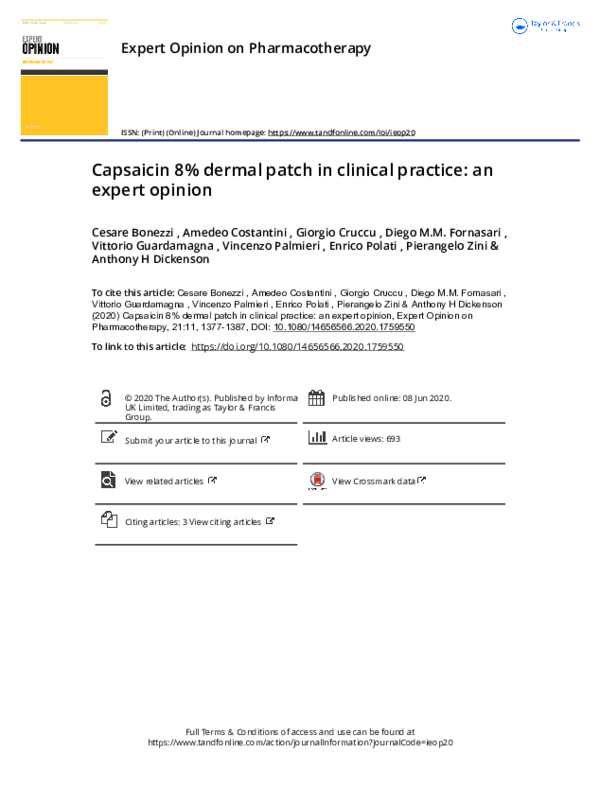 (PDF) Capsaicin 8% dermal patch in clinical practice: an expert opinion