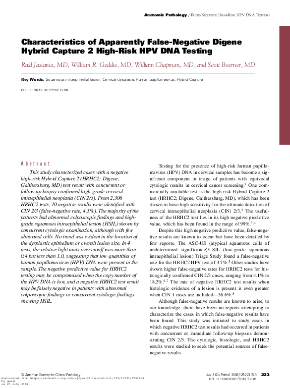 (PDF) Characteristics of Apparently False-Negative Digene Hybrid ...