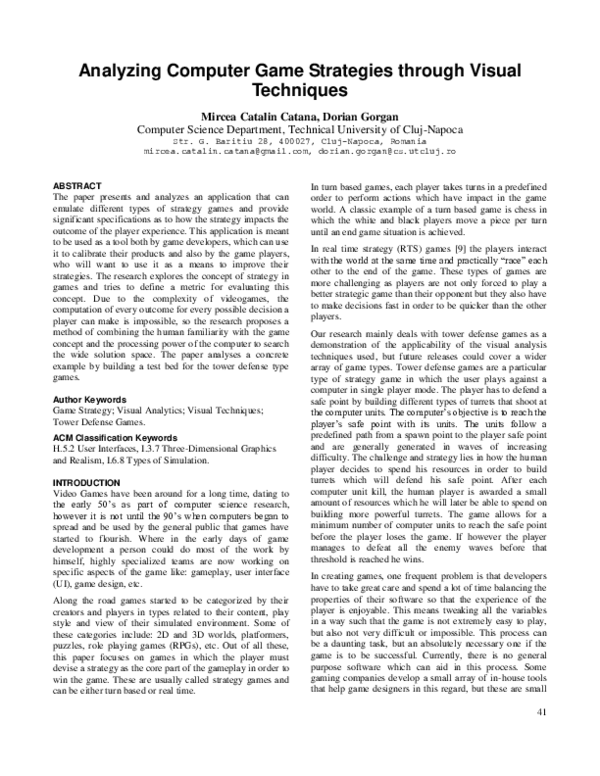 (PDF) Analyzing Computer Game Strategies through Visual Techniques