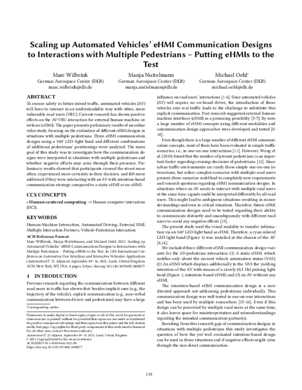 (PDF) Scaling up Automated Vehicles’ eHMI Communication Designs to ...