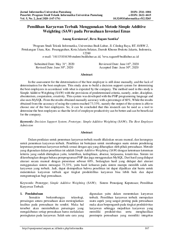 (PDF) Pemilihan Karyawan Terbaik Menggunakan Metode Simple Additive ...