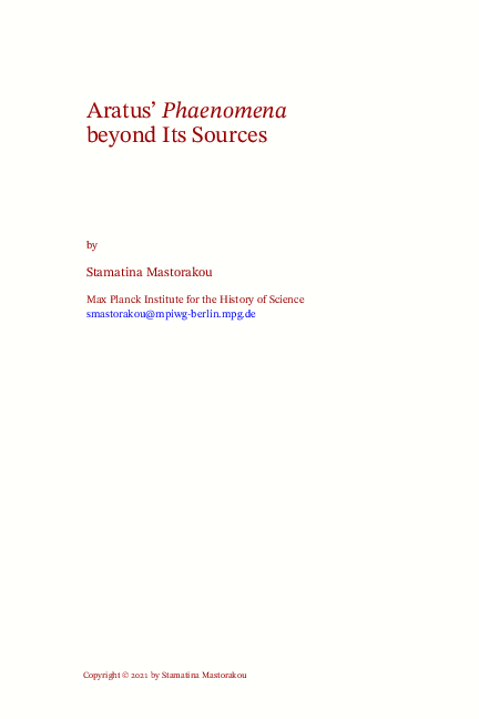 (PDF) Aratus’ Phaenomena Beyond Its Sources
