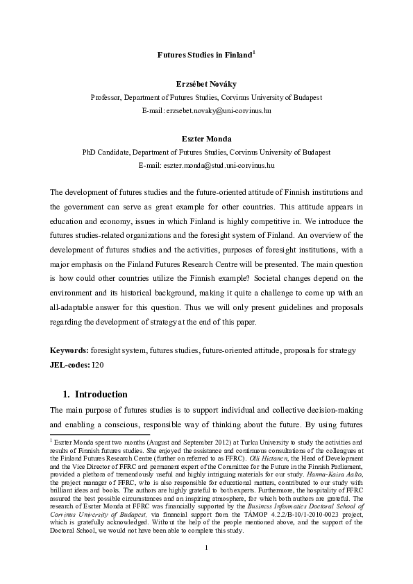 (PDF) Futures studies in Finland