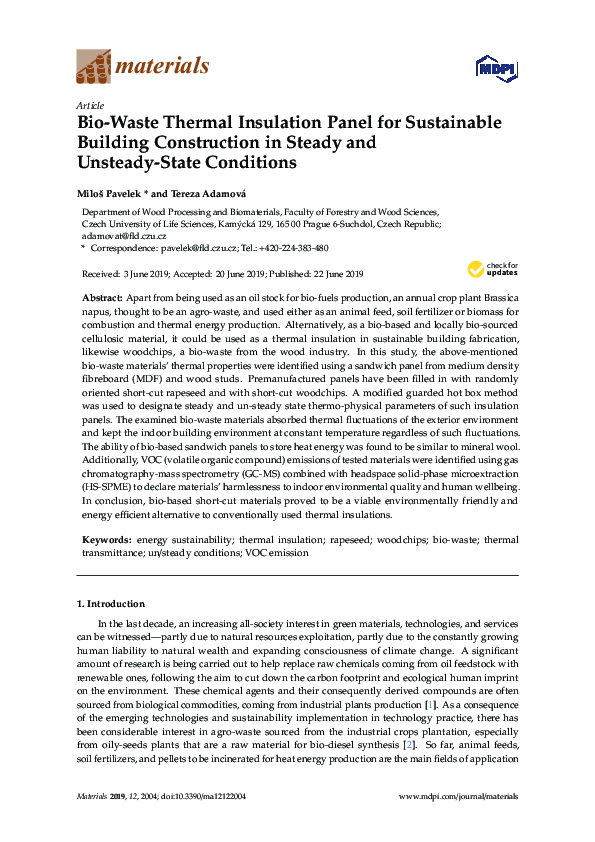 (PDF) Bio-Waste Thermal Insulation Panel for Sustainable Building ...