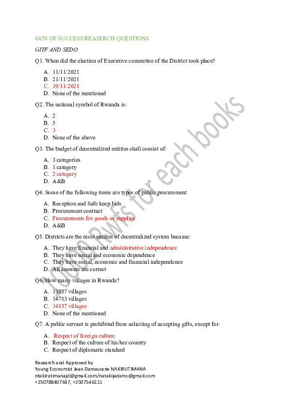 (PDF) GITIF and SEDO Online Exam Guide